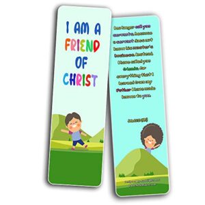 Christian Bookmarks for Kids - Identity in Christ (12 Pack) - Collection of Inspirational Bible Verses About Being Christlike - Church Memory Verse Sunday School Rewards - Christian Stocking Stuffers