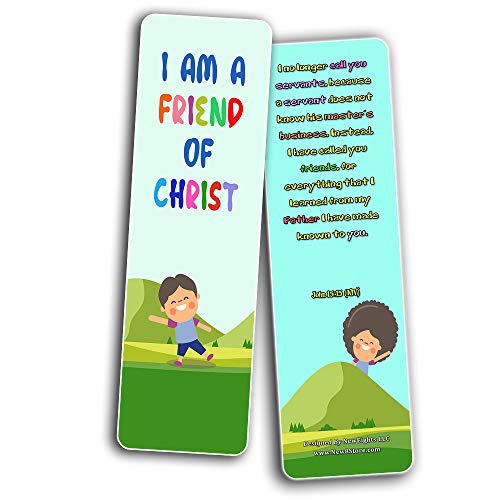 Christian Bookmarks for Kids - Identity in Christ (12 Pack) - Collection of Inspirational Bible Verses About Being Christlike - Church Memory Verse Sunday School Rewards - Christian Stocking Stuffers