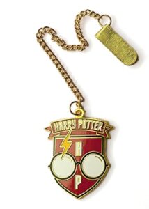 paper house productions harry potter glasses crest enamel charm chain & clip bookmark