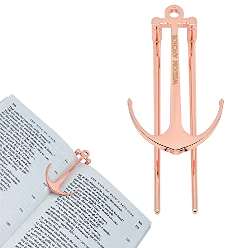 Anchor Book Page Holder Bookmark, Hands Free Reading Book Opener, Hold Books Open Tool, Classic Reading Accessories for Men Women Book Lovers, Elegant Rose Gold