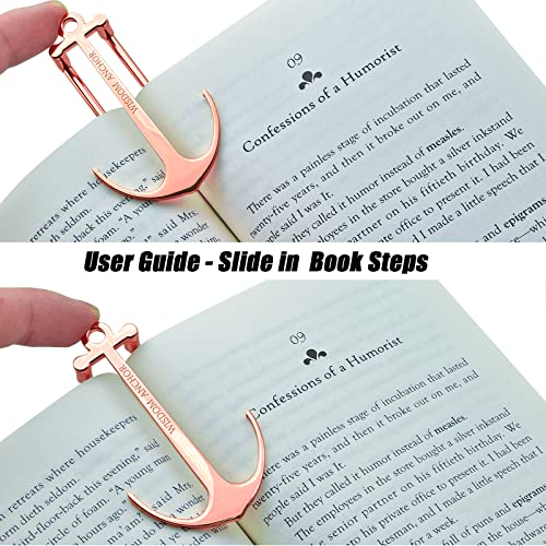 Anchor Book Page Holder Bookmark, Hands Free Reading Book Opener, Hold Books Open Tool, Classic Reading Accessories for Men Women Book Lovers, Elegant Rose Gold