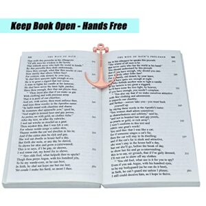 Anchor Book Page Holder Bookmark, Hands Free Reading Book Opener, Hold Books Open Tool, Classic Reading Accessories for Men Women Book Lovers, Elegant Rose Gold