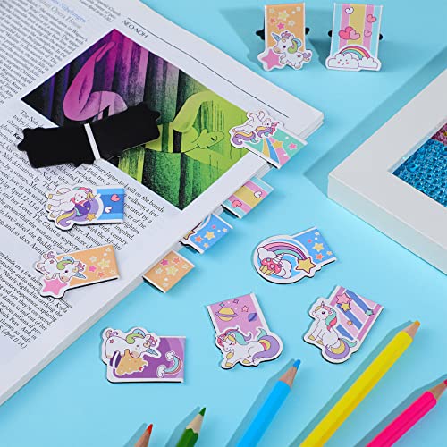 40 Pieces Unicorn Magnetic Bookmarks Magnet Page Markers Book Markers Clip Set for Girls Teachers Students Reading Book Lovers Office Classroom Supplies