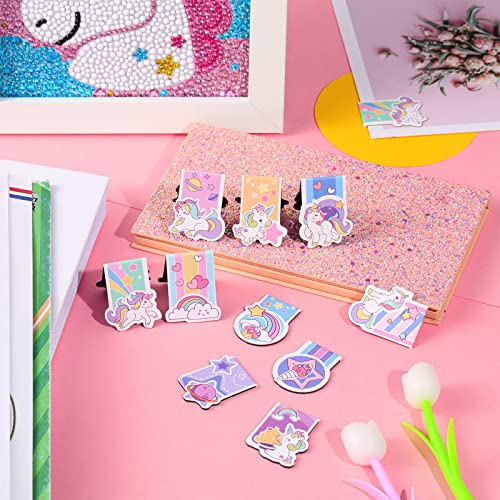 40 Pieces Unicorn Magnetic Bookmarks Magnet Page Markers Book Markers Clip Set for Girls Teachers Students Reading Book Lovers Office Classroom Supplies