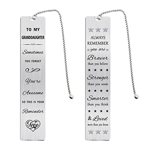 Jzxwan Granddaughter Gifts from Grandma and Grandpa，Personalized Birthday Graduation Gifts for Granddaughter, Sometimes You Forget You're Awesome Bookmark for Granddaughter