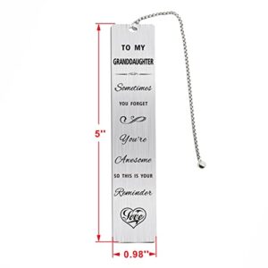 Jzxwan Granddaughter Gifts from Grandma and Grandpa，Personalized Birthday Graduation Gifts for Granddaughter, Sometimes You Forget You're Awesome Bookmark for Granddaughter