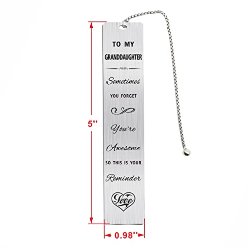 Jzxwan Granddaughter Gifts from Grandma and Grandpa，Personalized Birthday Graduation Gifts for Granddaughter, Sometimes You Forget You're Awesome Bookmark for Granddaughter