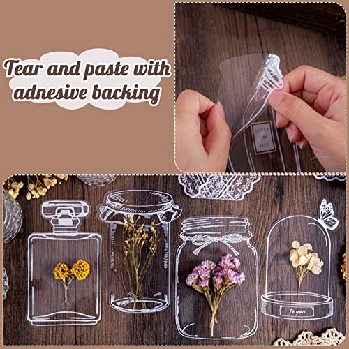 80 PCS Transparent Dried Flower Bookmarks, Flower Bookmark Maker, DIY Dried Flower Bookmark, Glassware Stickers Flower Page Clips Bookmarks for Home School Supplies