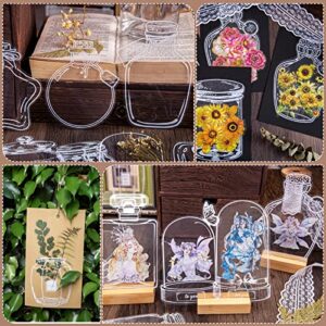 80 PCS Transparent Dried Flower Bookmarks, Flower Bookmark Maker, DIY Dried Flower Bookmark, Glassware Stickers Flower Page Clips Bookmarks for Home School Supplies