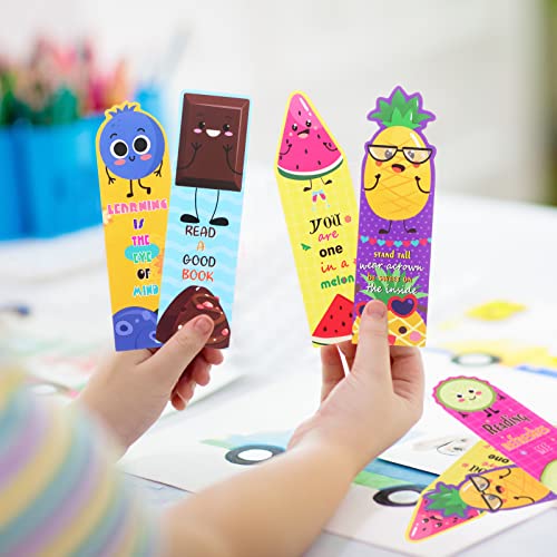 craftshou 120 Pcs Fruit Scented Bookmarks for Kids Scratch and Sniff Bookmark Fun Bookmarks 15 Styles Fruit Snack Pattern Bookmarks for Girls Boys Supplies