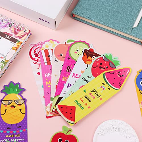 craftshou 120 Pcs Fruit Scented Bookmarks for Kids Scratch and Sniff Bookmark Fun Bookmarks 15 Styles Fruit Snack Pattern Bookmarks for Girls Boys Supplies