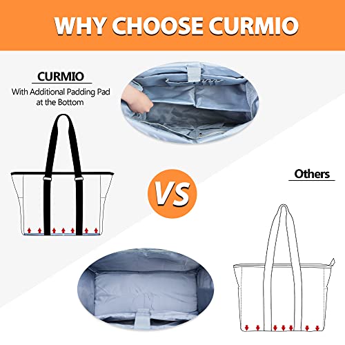 CURMIO Teacher Work Bag with Bottom Support Pad, Large Teacher Tote Bag with Laptop Sleeve for School, Office, Black (Bag Only, Patented Design)