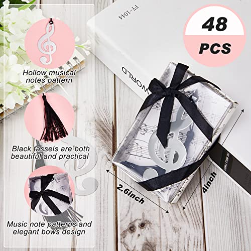 48 Pcs Hollow Musical Notes Bookmarks Party Gifts Wedding Favors Metal Music Note Bookmark with Tassels and Music Note Gift Box for Students Guests Classroom Office Home Music Wedding Birthday Party