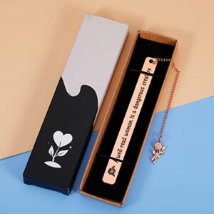 Book Lover Gift for Woman Inspirational Bookmark Graduation Birthday Valentine Gift for Female Friends Teen Girls Daughter Mom Grandma Teacher Christmas Bookmark Gift for Coworker Boss Lady Rose Gold