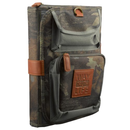 Christian Art Gifts Tri-Fold Realtree Camo Bible / Book Organizer w/"Way-Truth-Life" Badge (Medium)