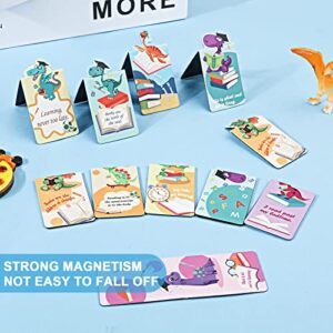 MWOOT 30Pcs Dinosaur Magnetic Bookmarks for Kids, Cute Magnet Page Markers Kit for Book Lover, Creative Magnetic Page Clips Bookmark Supplies for Students School Reading Lovers(15 Styles,4.5x3CM)