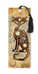 dimension 9 3d lenticular bookmark with tassel, steampunk cat (lbm455)