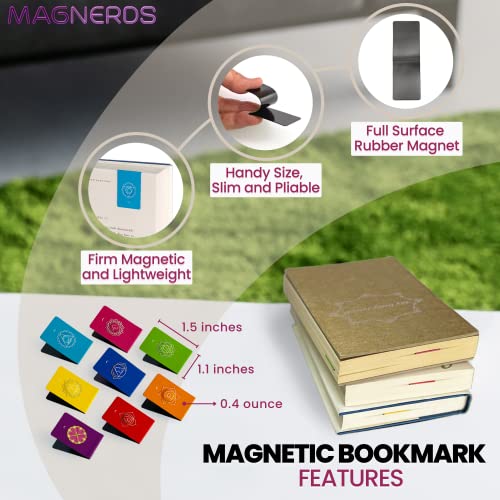 Chakra Magnetic Bookmarks (8 Pieces) with Mini Guide for Women and Men, for Book Pages or Journals