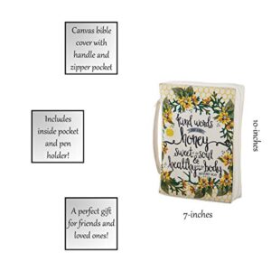 Creative Brands Faithworks-French Press Mornings Canvas Bible Cover, 7 x 10-Inch, Kind Words