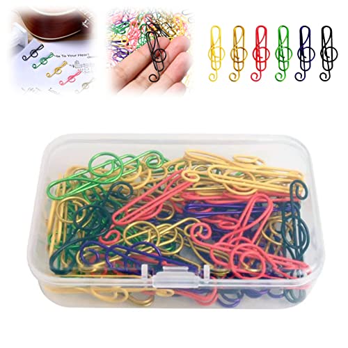 Music Multicoloured Metal Paper Clips,Clips Metal Creative Musical Notes Style Cute Paper Clips,Music Paper Clips for a Music Lover and Music Stationery Office Supplies (6 color-50pcs)