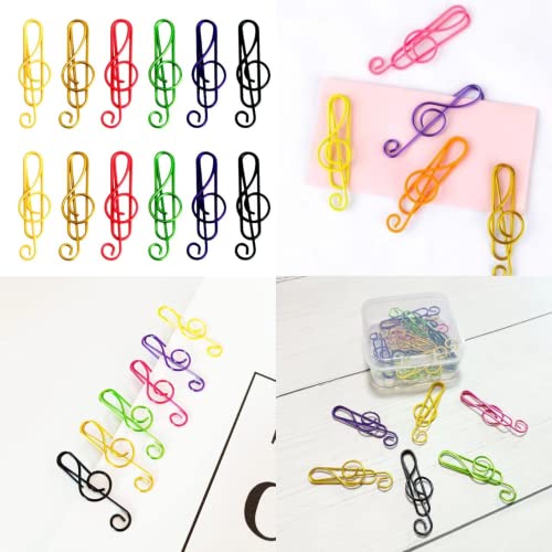 Music Multicoloured Metal Paper Clips,Clips Metal Creative Musical Notes Style Cute Paper Clips,Music Paper Clips for a Music Lover and Music Stationery Office Supplies (6 color-50pcs)