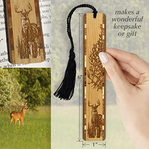 Deer - Engraved Wooden Bookmark with Tassel - Made in USA - Search B07325JNP6 for Personalized Version