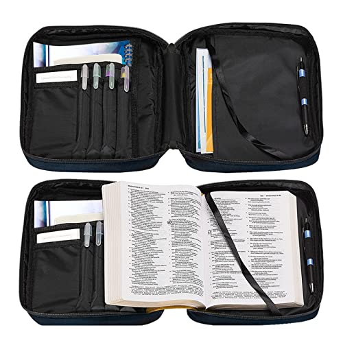 Coldinair Fire Water Basketball Print Bible Case for Men Boys Teens,Bible Cover Bags Carrying Book Case Church Bag Bible Protector with Handle and Zippered Pocket