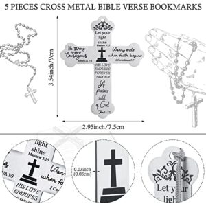 5 Pack Cross Inspirational Bookmarks with Tassel Religious Bible Verse Book Marks Ornaments Bible Bookmark Christian Bookmarks for Kids Women Men Birthday Graduation Baptism Gifts Supplies