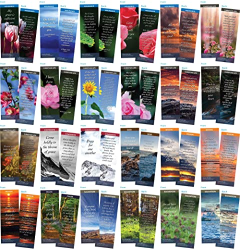 Bookmark Scripture Cards - Pack of 100 Variety Bible Memory Verse Cards | Popular, Encouraging Verses with Full Color Graphics | Useful Handouts for Faith Building, Sunday School, or Daily Life