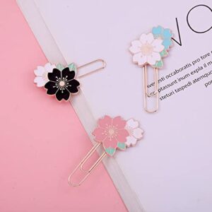 3 Pcs Cherry Blossom Cute Paper Clips Office Supplies Planner Accessories Clip Bookmark