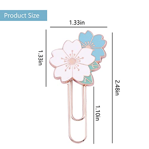 3 Pcs Cherry Blossom Cute Paper Clips Office Supplies Planner Accessories Clip Bookmark