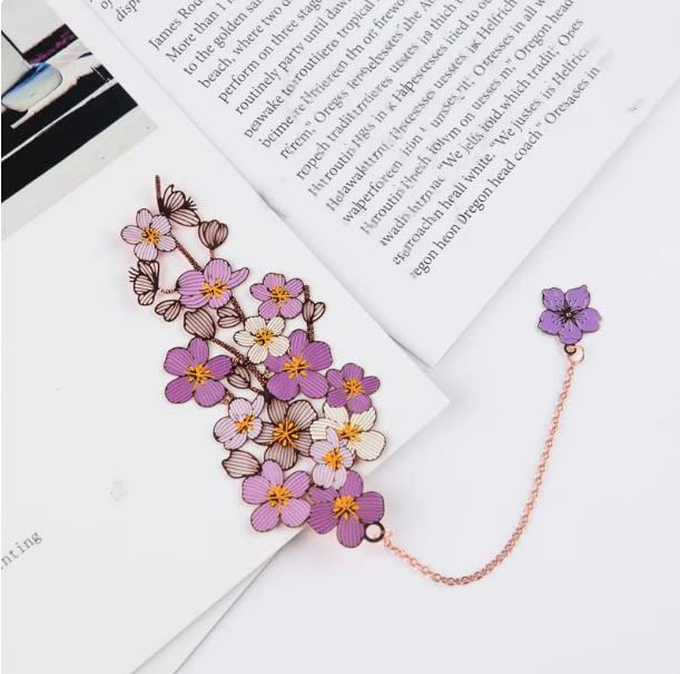 Premium Cherry Blossom Flower Gold Plated Metal Bookmark