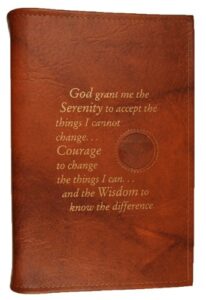 culver enterprises alcoholics anonymous aa big book large print cover serenity prayer medallion holder tan