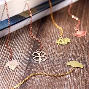 8 Pieces Metal Bookmarks Flowers with Chain Hollow Design Leaf Bookmark Personalized Handmade Present for Reader, Book Lovers, Writers, Students, Teachers, Gold and Rose Gold