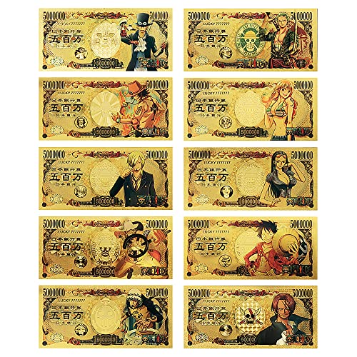 JIEJIE2020 Japanese Anime ONE Piece Edition Bookmarks, Collectibles, banknotes and Gifts. （10pcs）