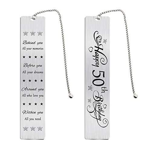 Jzxwan Happy 50th Birthday Gifts for Men Women, 50 Year Old Birthday Bookmark Gifts, Behind You All Your Memories Bookmark for Dad Mom