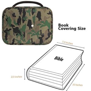 QTKJ Bible Covers for Men with Carrying Handle, Camouflage Book Cover Case with Zipper Pocket Bible Cover for Mom Ladies Teens Girls