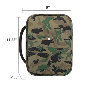 QTKJ Bible Covers for Men with Carrying Handle, Camouflage Book Cover Case with Zipper Pocket Bible Cover for Mom Ladies Teens Girls