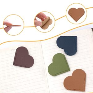 TIESOME 6Pcs Leather Heart Bookmark, Cute Bookmarks Heart Page Corner Handmade Book Marks Leather Reading Accessories for Women Kids Reading Lovers