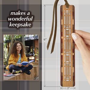 Frank Lloyd Wright Inspired Cut Out - Engraved Wooden Bookmark with Suede Tassel - Made in USA