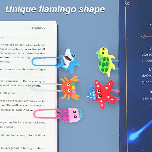 wocoxo Cute Animal Bookmarks, 12 Pieces Unique Funny Pretty Paper Clips Book Markers for Kids Teens Boys Girls Students (Ocean Animals)