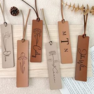 Personalized Engraved Leather Bookmark, Birth Flower Bookmark, Reader Gift, Name Bookmark, Birthday Gift for Her, Valentines/Anniversary Gift for Him/Couple.