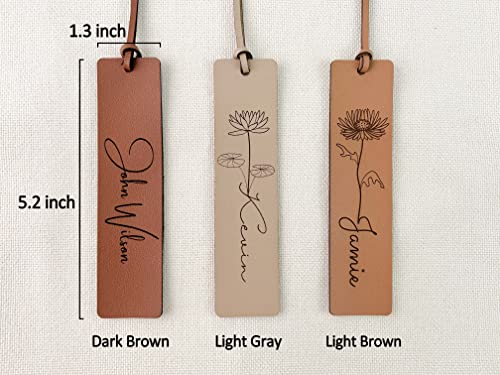 Personalized Engraved Leather Bookmark, Birth Flower Bookmark, Reader Gift, Name Bookmark, Birthday Gift for Her, Valentines/Anniversary Gift for Him/Couple.