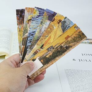 MWOOT 30 Art Painting Style Paper Bookmarks, Monet Van Gogh Renoir Art Painting Page Folder Bookmark Set, Fine Arts Museum Bookmark Book Reading Marker Gift (15x4 cm, 30 Styles)