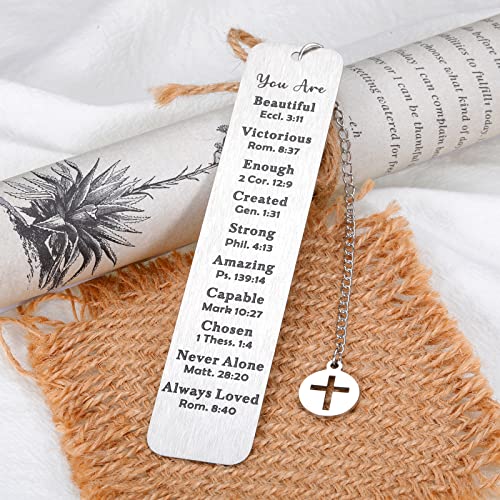 Inspirational Bookmark Christian Gifts for Women Men, Bible Verse Bookmark for Kids Teens Book Lovers, Religious Church Gift for Friend Female,Birthday Christmas Stocking Stuffers for Her Him Girl Boy