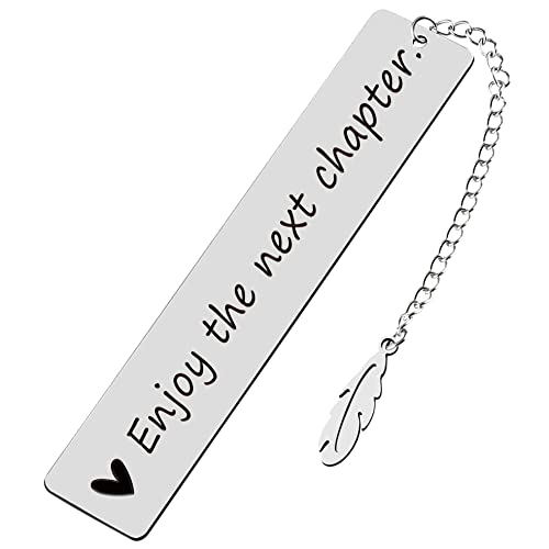 Enjoy The Next Chapter Stainless Steel Reading Bookmarks, Inspirational Bookmarks for Retirement，Book Lovers, Students, Teens, Daughter, Son, Friends, Birthday Graduation Christmas Gifts