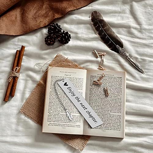 Enjoy The Next Chapter Stainless Steel Reading Bookmarks, Inspirational Bookmarks for Retirement，Book Lovers, Students, Teens, Daughter, Son, Friends, Birthday Graduation Christmas Gifts