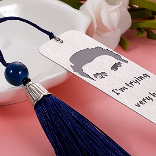 SC TV Show Merchandise Gifts David Rose Bookmark for Women Men Funny Quote Items Bookmark for Book Lovers Humor Birthday Christmas Gift for SC Fans Friends I'm Trying Hard Not to Connect with People