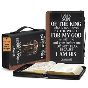 jesuspirit bible case for men – christian inspirational scripture gift, father’s day gifts – personalized leather bible cover for men – large, xlarge size