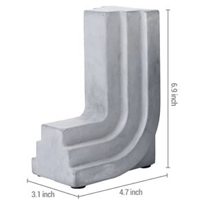 MyGift Gray Concrete L-Shape Bookends Decorative Retro Design Office Desk Book Stand, 1-Pair